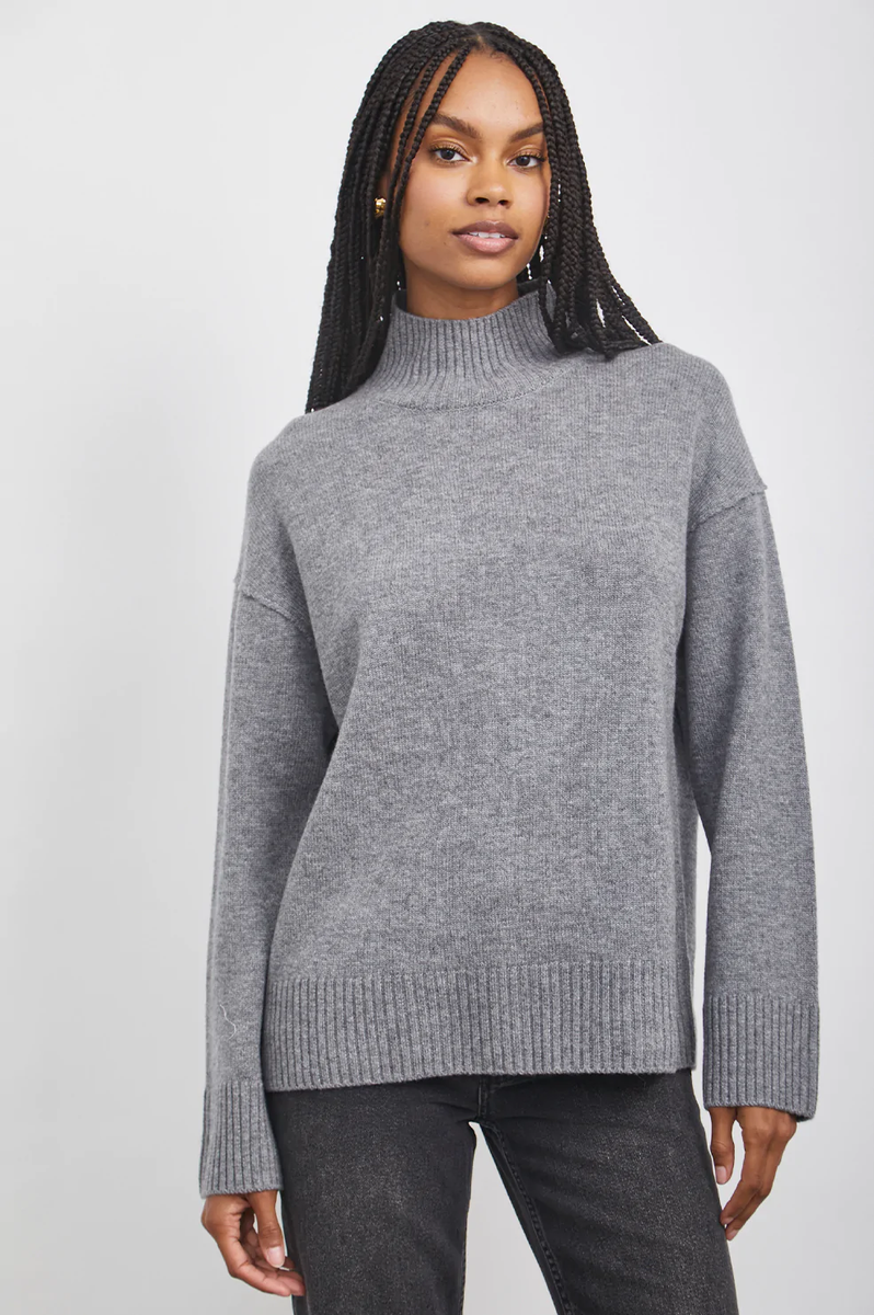 Rails Sasha Mock Neck Cashmere Blend Sweater In Heather Grey 