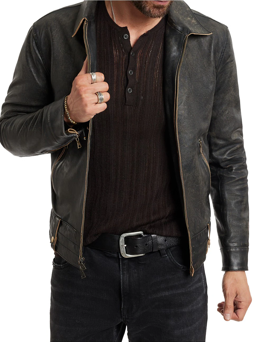John Varvatos Sorcha Tarnished Heritage Leather Jacket - Brown Sugar ...